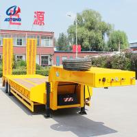 China Malaysia Transporting 40Ft 60 100 Tons Ton Lowboy Gooseneck Lowbed Low Bed Semi Trailerator With Front Ramp Loader for sale