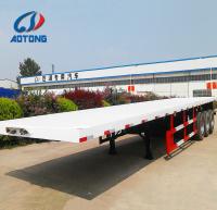 China 3 Axle Flatbed Semi Trailer 40 Ton Heavy Duty Truck Trailer for sale