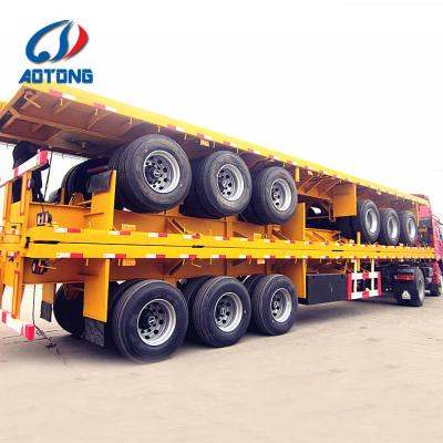 China 40ft Flatbed Semi Trailer 3 Axle Heavy Duty for Container Transport for sale