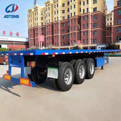 China 3-Axle Container Flatbed Semi Trailer with Mechanical or Air Suspension for sale