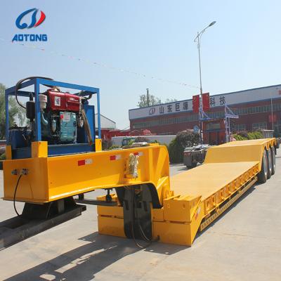 China Customizable Extendable 3-Axle Lowbed Semi Trailer Steel Gooseneck Lowboy Trucks Trailers for Sale for sale