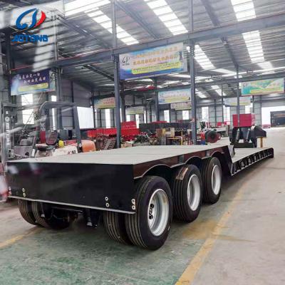 China 4 Axle Front Loading Lowbed Trailer with 12R22.5 Tyres and LED Lights for sale