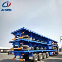 China 20/40/60 Container Flatbed Semi Trailer with LED Light 7 Ways 24V and 28 Tons Landing Gear for sale