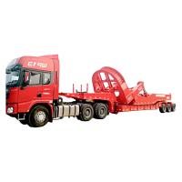 China 2/3/4 Axle Steel Folding Gooseneck Low Bed Trailer with 12R22.5 Tyres and 2’’/3.5’’ Bolt Type Kin Pin for sale