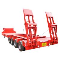 China 2/3/4 Axle Steel Folding Gooseneck Low Bed Trailer with 12R22.5 Tyres and 2’’/3.5’’ Bolt Type Kin Pin for sale