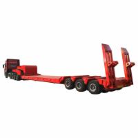 China Heavy Duty I Beam Lowbed Semi Trailer with Double Air Chamber Brake System and Zhenhua Brand Landing Gear for sale