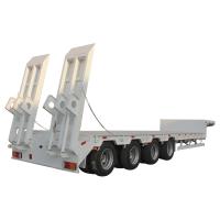 China Heavy Duty I Beam Lowbed Semi Trailer with Double Air Chamber Brake System and Zhenhua Brand Landing Gear for sale