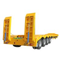 China Heavy Duty Lowboy Trailer Lowbed Semi Trailer With Mechanical Ladder Truck Trailer for Zimbabwe for sale