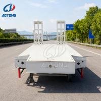 China 70 Ton Capacity 40 Ft Lowbed Semi Trailer with Mechanical Ladder and Heavy Duty I Beam for sale