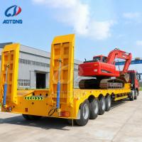 China 3 4 Axles LowBed Gooseneck Excavator Transport Low Bed Semi Trailer 100 Tons Lowbed Truck Trailer for sale