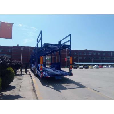 China Hydraulic Lifting Double Deck Car Carrier Semi Trailer with 4-21 Units Capacity and 28T Two Speed Landing Leg for sale
