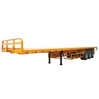 China 3 Axle Steel Material Container Flatbed Trailer with 40 Ton Max Payload and 3mm Thick Pattern Plate for sale