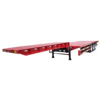 China Customized 2/3/4 Axles Flatbed Semi Trailer with Q345B Carbon Steel Main Beam and 3mm Diamond Plate Platform for 60 Ton Transport for sale