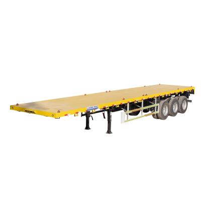 China 40FT Container Flatbed Trailer with LED Light 7 Ways 24V 12500mm Dimensions and 500mm High Main Beam for sale