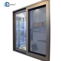 China Burglar Proof Aluminium Double Glass Door Custom Aluminium Vertical Sliding Windows for sale