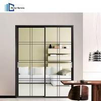 China Soundproof Clear Tempered Glass Sliding Glass Doors Bifold Aluminium Profile Glass Door for sale