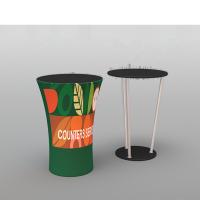 China Promotion Front Portable Reception Desks Folding Oval Fabric Pop Up Counter for sale