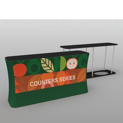 China Rectangular Aluminum Profile Portable Reception Desks Trade Show 240gsm Booth Desk for sale