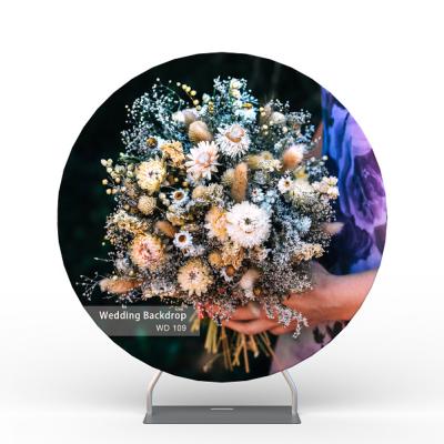 China High Quality Wedding backdrop decoration velvet fabric pink acrylic round backdrop Display Stand for sale