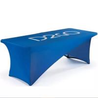 China 250G Polyester Pop Up Trade Show Table Throw  Table Cover Cloth With Logo ODM for sale