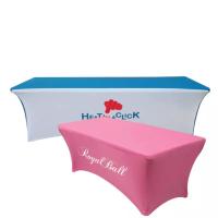 China 250G Polyester Pop Up Trade Show Table Throw  Table Cover Cloth With Logo ODM for sale