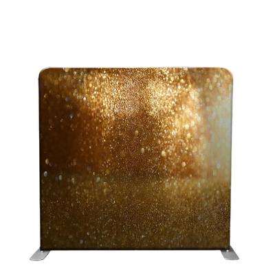 China Party Tension Fabric Tube Display Shiny Gold Photo Booth Backdrop 10ft for sale
