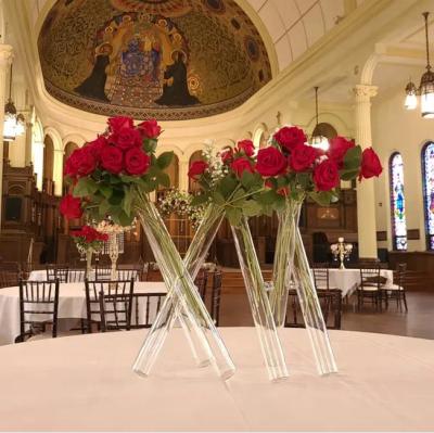 China 47cm Clear Cylinder Glass Vase Set - 3 Pcs Wedding & Home Flower Decor with Custom Color Options for sale