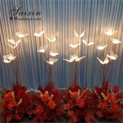 China 5 Head Butterfly LED Wedding Walkway Lights - 1.2m/1.5m Metal Pathway Lighting for Events for sale