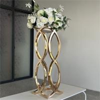 China Gold Metal Wedding Flower Stand with K9 Crystal Accents 97cm Height for Event Centerpiece Decoration for sale