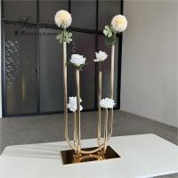 China Saixin 70cm Gold Metal Flower Stand with K9 Crystal for Wedding Centerpieces - 40cm Width, 5kg Weight for sale