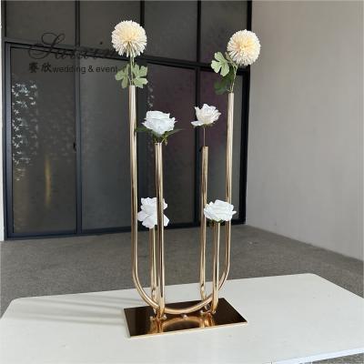 China Saixin 70cm Gold Metal Flower Stand with K9 Crystal for Wedding Centerpieces - 40cm Width, 5kg Weight for sale