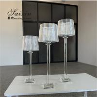 China Clear Crystal Candle Stand Wedding Table Decoration - 60CM/70CM/80CM Height Options with Custom Colors for sale