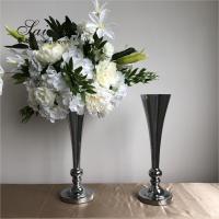 China 20 Inch Silver Metal Trumpet Vase - 49cm Height, 3.5kg Weight for Home and Event Decor for sale