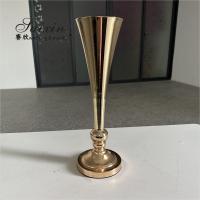China Gold Metal Trumpet Vase 49cm x 18cm for Wedding and Event Decorations - 2 Piece Set for sale