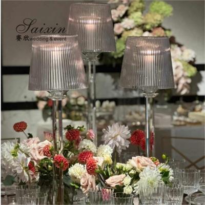 China 3-Piece Clear Crystal Acrylic Lamp Shade Stand Candle Holder Set 60cm 70cm 80cm for Wedding Events for sale