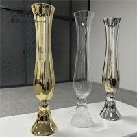 China 77cm Tall Gold Glass Wedding Flower Vase - 18cm Diameter Centerpiece for Event Decorations for sale