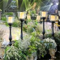 China Saixin 3-Piece Metal Candle Holder Set - 60cm/65cm/70cm Heights in Black/Gold/White/Silver for Wedding Decor for sale