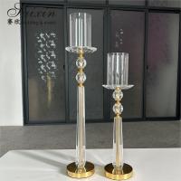 China Gold Metal Candle Holder Stand Set 2 Pcs 45 60 cm Wedding Decoration Centerpiece for sale