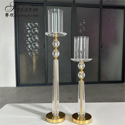 China Gold Metal Candle Holder Stand Set 2 Pcs 45 60 cm Wedding Decoration Centerpiece for sale