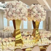 China Gold Stainless Steel Flower Stand 100x30cm - Wedding Decor Centerpiece with Custom Color Options for sale
