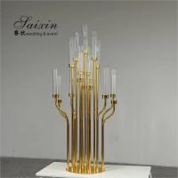 China Luxury 17-Arm Crystal Candelabra Centerpiece - 165 cm Tall Gold Accent Glass Holder for Weddings for sale