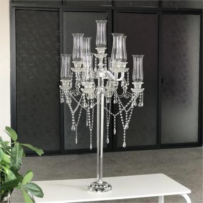 China 9-Arm Crystal Candelabra Wedding Centerpiece - 130cm Height × 65cm Width Glass Decor Stand for sale