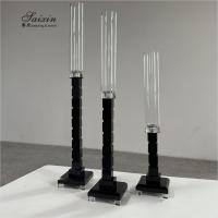 China ZT-051 Metal Glass Candlestick Holder 3 Pcs Set Tall 57-81cm Wedding Centerpiece Crystal Candle Holder for sale