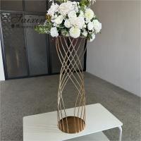 China 108cm Gold Metal Wedding Flower Stand with Crystal Decorations - 35cm Width Custom Centerpiece for sale