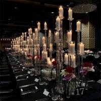 China 10 Arms Crystal Glass Candelabra 145cm Height Wedding Centerpiece with Custom Color Options for sale