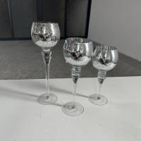 China Crystal Glass Candle Holder 3 Piece Set 30 40 50cm Custom Size Luxury Wedding Decoration for sale