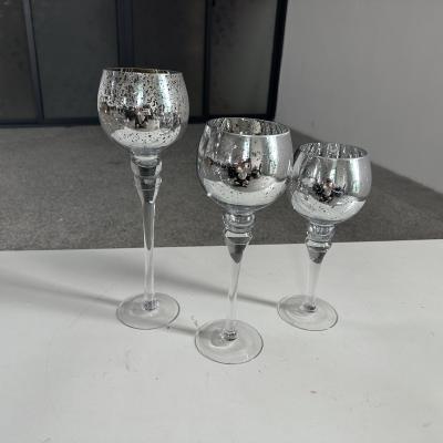 China Crystal Glass Candle Holder 3 Piece Set 30 40 50cm Custom Size Luxury Wedding Decoration for sale