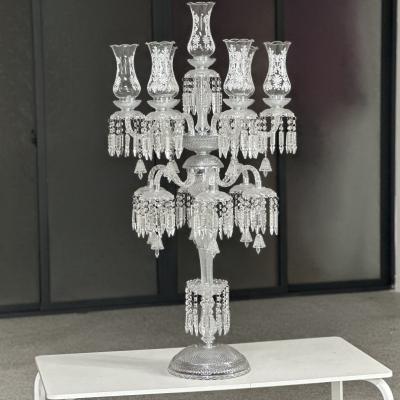 China Luxury Crystal Candelabra Wedding Centerpiece 130cm Height × 65cm Width Clear/Custom Colors for sale