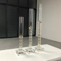 China Crystal Glass Wedding Candle Holder Set 3 Pcs 57cm 71cm 81cm White Custom Colors for sale
