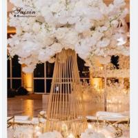 China Gold Metal Flower Stand 98cm Height × 40cm Width for Wedding Table Centerpiece and Luxury Event Decoration for sale